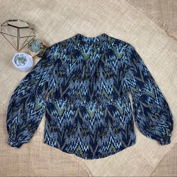 Aaron Ashe | Tops | Aaron Ashe Top Blouse Silk Blue Green Balloon ...